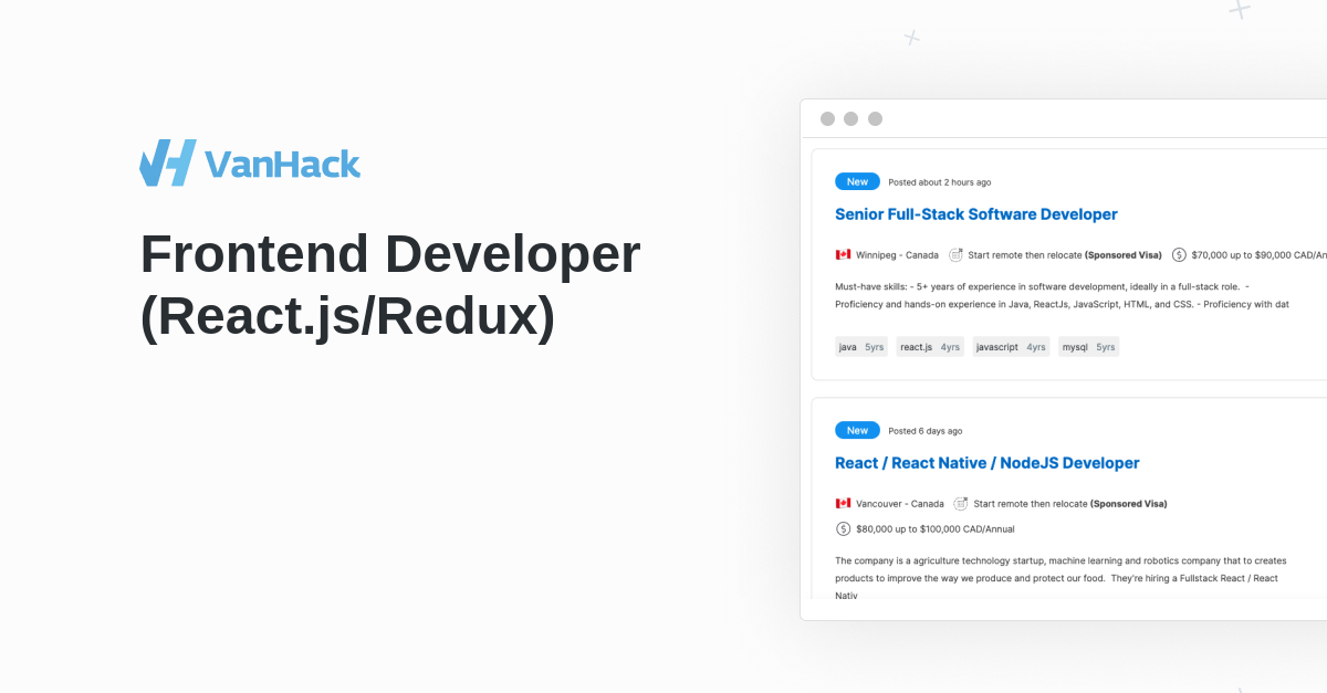 Frontend Developer React Js Redux Vanhack